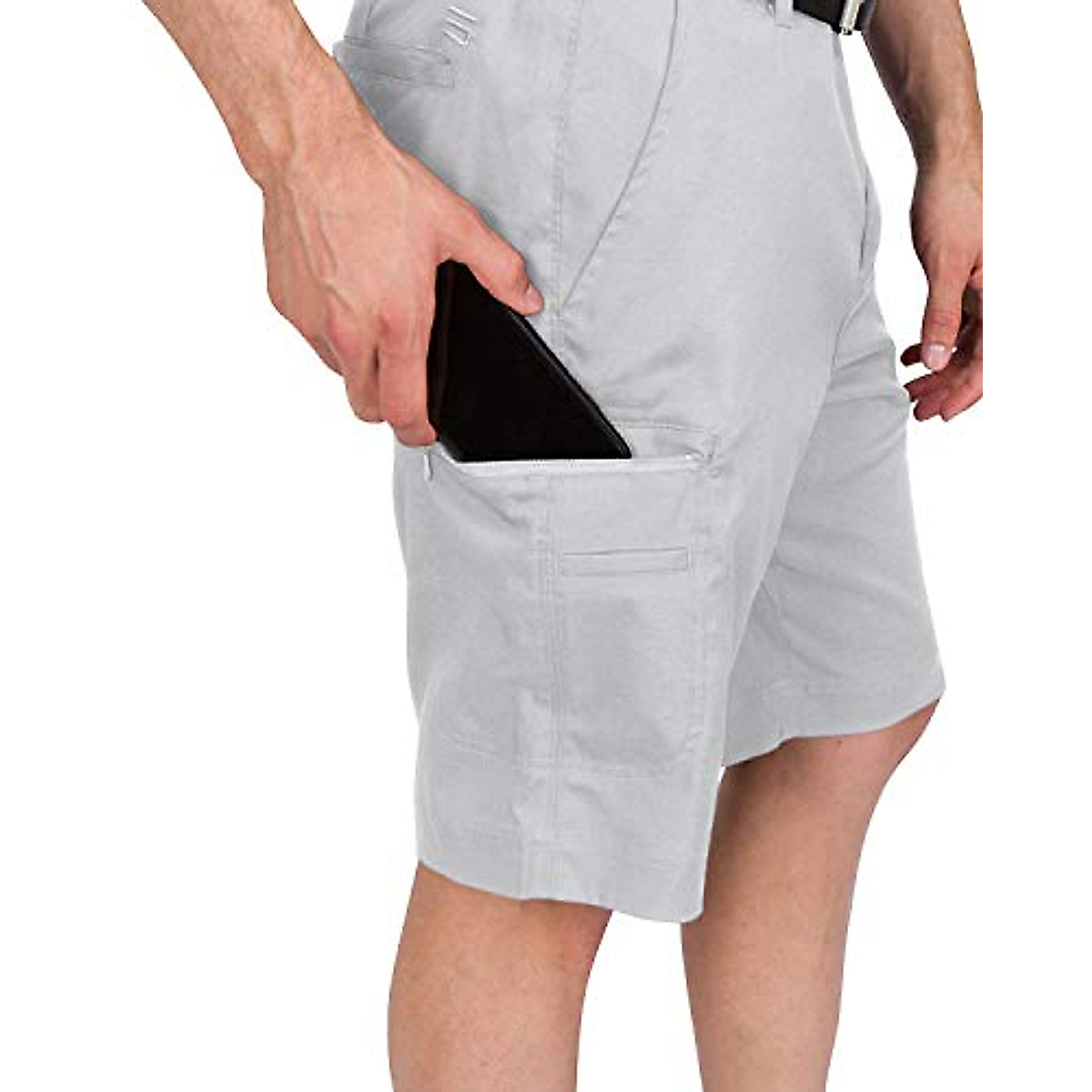 Cargo Golf Shorts for Men - Dry Fit, Large Pockets, Lightweight, Moisture Wicking, 4-Way Stretch Silver