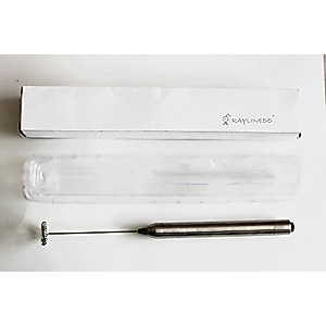 RayLineDo® Stainless Steel Electric Milk Frother Handheld Coffee Foam Maker Whisk Battery Operated + 2 Sets Cappuccino Coffee Stencils Template Strew Flowers Pad Duster Spray Art