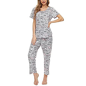 MOYEE Womens Pajamas Set Sleepwear Casual Tops and Lounge Pants Soft Sleeping Pjs Set with Pockets
