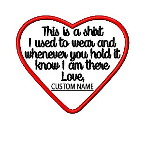 Memory Patch This is a shirt I used to wear CUSTOM Heart Iron on or Sew On Memorial Patch - Red Border Heart