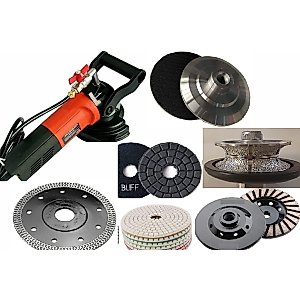 2" Full Bullnose V50 Profiler Wet Polisher 5" Diamond Polishing Pad Grinding Cup and ceramic porcelain mesh rim super thin saw blade stone granite marble polsh