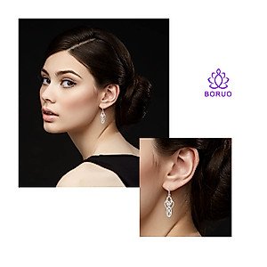 BORUO Sterling Silver Earrings, Celtic Knot Dangle, 925 Metal Type, Good Luck Irish Design for Women