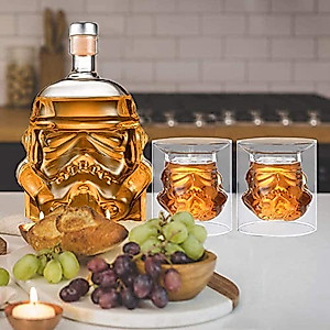 Whiskey Decanter Set With 2 Glasses, Transparent Creative Flask Carefe, Whiskey Carafe for Wine, Scotch, Bourbon, Vodka, Liquor - 750ml Birthday Gift for Men(Extra Large)