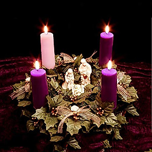 Kingyo 12 Pack Christmas Advent Candles, 10" Unscented and Dripless Taper Candles - 9 Purple and 3 Pink