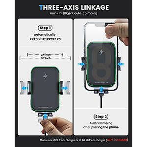 APPS2Car Cup Holder Phone Mount for Car Dual Coil Wireless Car Charger Auto Clamping Cup Holder Phone Mount Wireless Car Charger Compatible with iPhone 15/14/13/12 & Samsung Z Flip/Fold