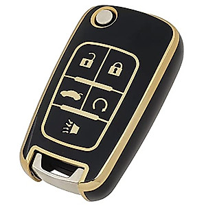 vurbemes TPU Protector Key Fob Cover Case Compatible with Chevy Chevrolet Equinox Encore Camaro Cruze Malibu Impala Buick Regal Lacrosse GMC Terrain Keyless Entry TPU Key Fob (Black)