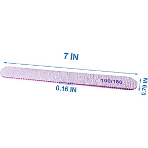 Nail File (25 Pcs), Emery Board Nail Files for Natural Nails and Acrylic Nails, Double Sided 100/180 Grit for Fingernail, Professional Reusable Washable Emery Board Manicure Pedicure Tool Gray