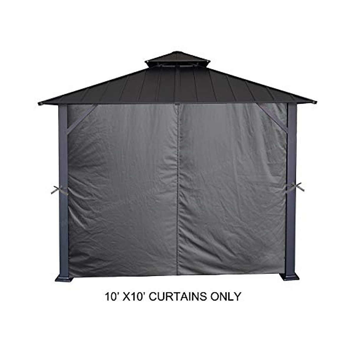 APEX GARDEN Four-Side Privacy Curtain Set for 10-Ft x 10-Ft Gazebo (10-ft x 10-ft, Charcoal)