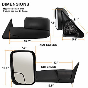 AKKON - For 94-01 Dodge Ram Pickup Truck Extendable Towing Manual Mirrors Left + Right Side Pair Replacement
