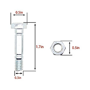 HAKATOP 4 PK 710-0890 5/16" Shear Bolts & Nuts for MTD Cub Cadet Troy-Bilt 710-0890 710-0890A 910-0890A Snow Blower Shear Pins