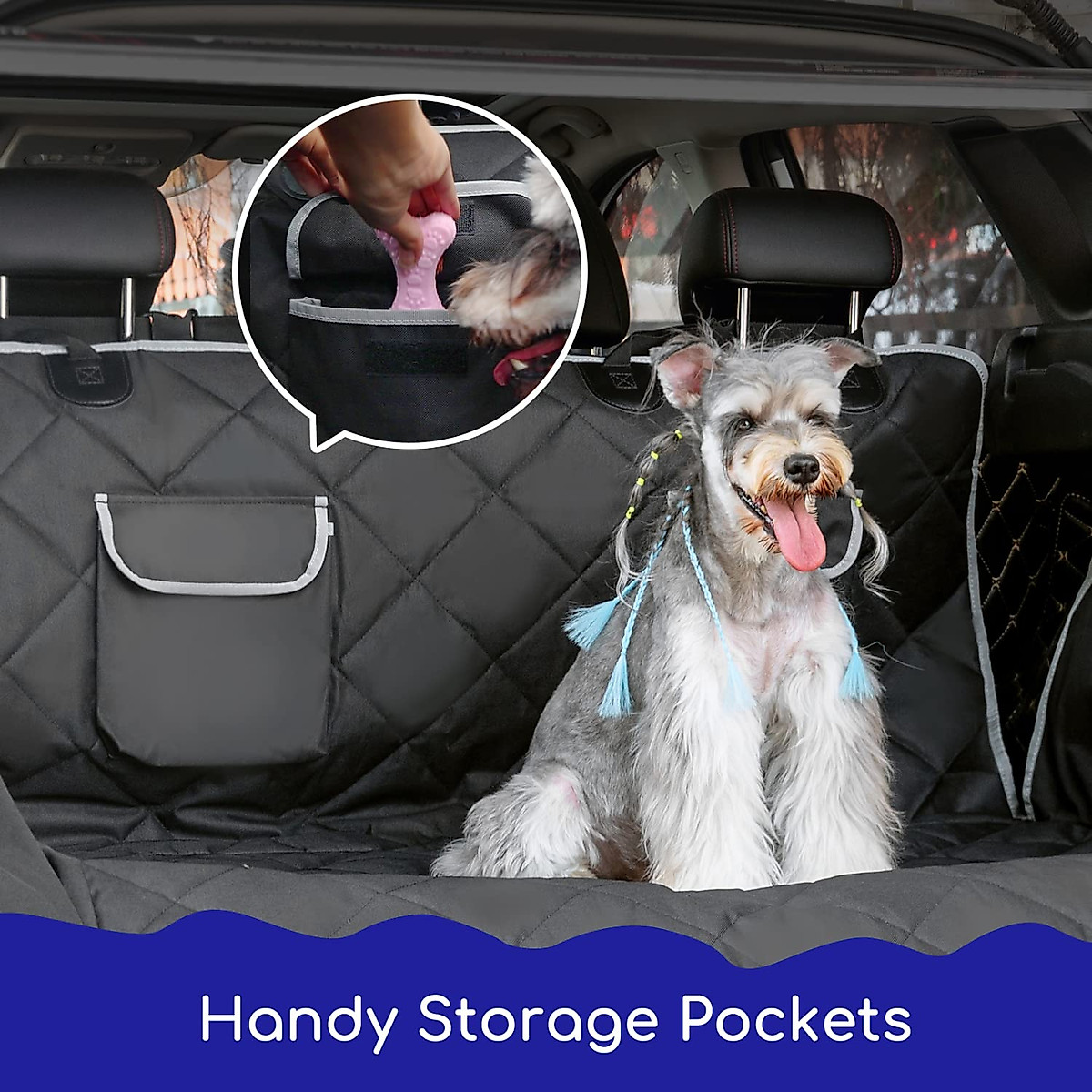 Nobleza Cargo Liner for Dogs, Nonslip Waterproof Dog Car Cover for SUV with Bumper Flaps and Storage Pockets, Universal Washable Pet Cargo Trunk Liner Protector for Safety, 40.5" W x 72.5" L