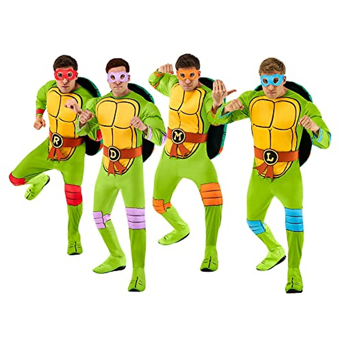 Rubies Men's Teenage Mutant Ninja Turtles Deluxe Michelangelo Costume Jumpsuit, Shell, and Eye-Mask, As Shown, X-Large