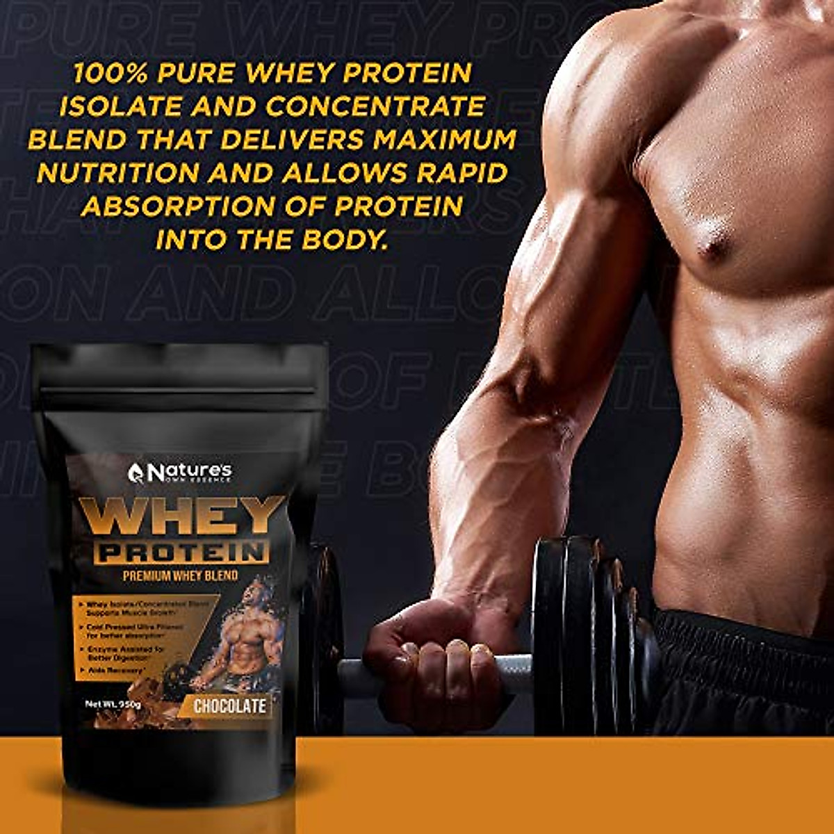 Nature's Own Essence Pure Whey Protein Powder - 100% Natural Whey Protein Isolate Concentrate Vanilla Shake, Gluten Free, Fast Digesting, Keto Friendly for Fitness and Optimum Nutrition - 2 Lbs