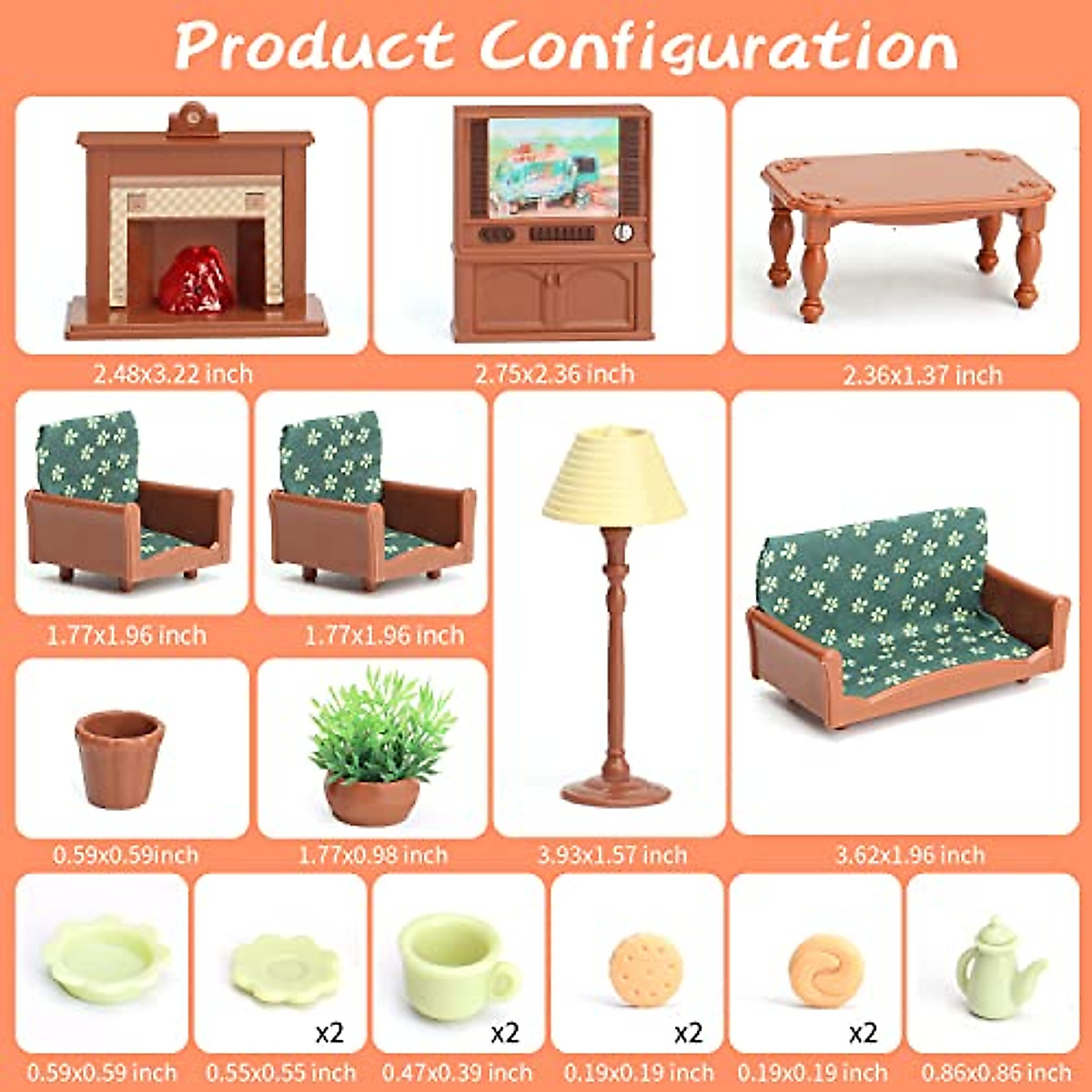 Dollhouse Furniture Set for Kids Toys Miniature Doll House Accessories Pretend Play Toys for Boys Girls & Toddlers Age 3+ with Living Room