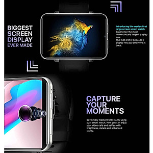 LIZIWEI LEMT 2.86 Inch Super Large Touch Screen Smartwatch, 4G Call 3G+32G Memory 5MP Front Camera 2700Mah Large Battery Multi Sport Modes Smart Watch Easy Typing