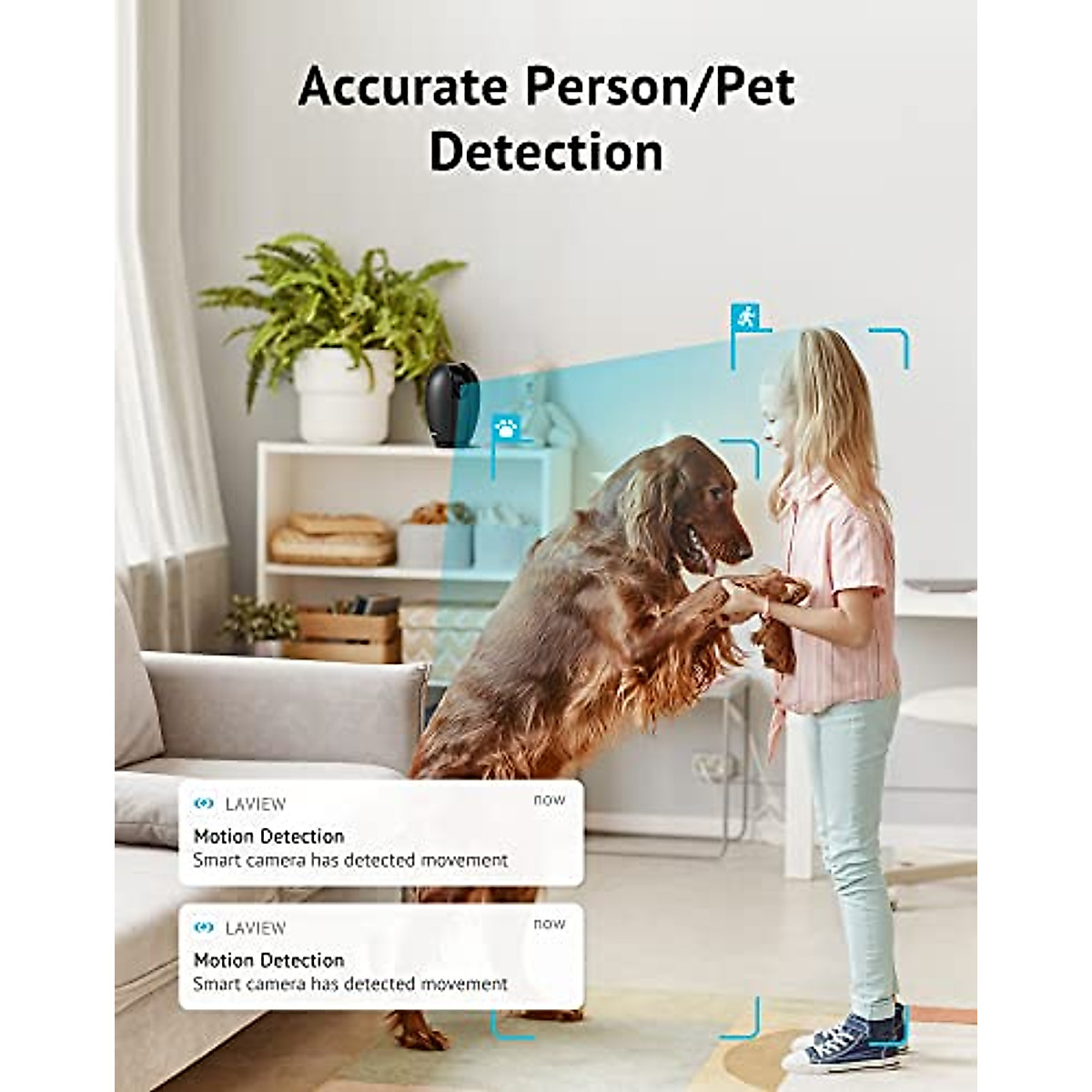 LaView Baby Monitor with Phone App (2 Pack), 1080P WiFi Pet Camera Indoor, 360° Home Security Camera with Motion & Sound Detection, Two-Way Audio, Night Vision, Local & Cloud Storage, Works with Alexa