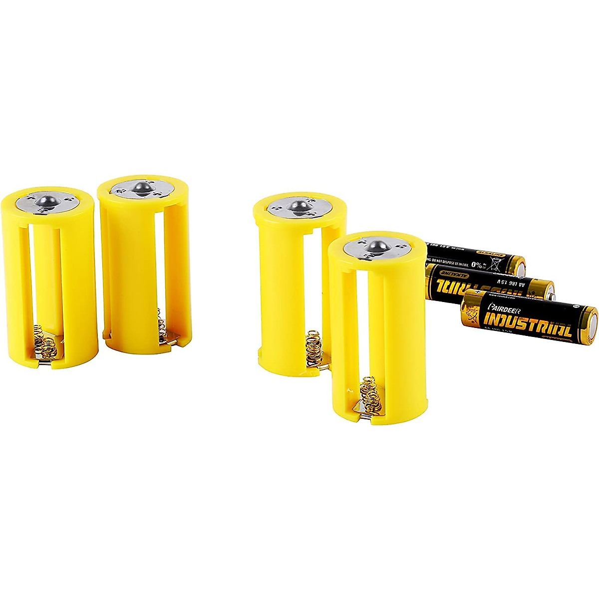 Whizzotech Parallel AA to D Battery Adapters Holder 1.5V Output Case Box 3 AA to 1 D Converter Pack of 8 (Yellow)