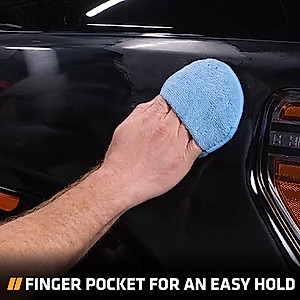VIKING Microfiber Car Wax Applicator and Cleaning Pads with Finger Pockets - 5 in. Diameter, Blue, 8 Pack