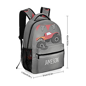 Eiis Cool Monster Truck Personalized School Backpack for Teen Kid-Boy /Girl Primary Daypack Travel Bookbag One Size P22889 P22889