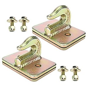 2 Pack 3/8" Tractor Bucket Grab Hook, Grade 70 Forged Steel Bolt On Grab Hooks with Backer Plate and Hardware for Tractor Bucket RV UTV Truck