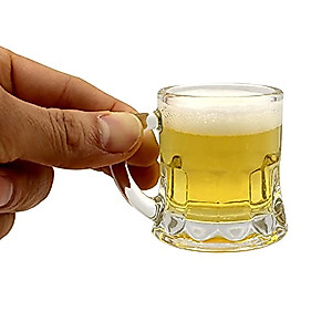 KAZARIKO Korean Shot Glass with Handle Set of 6 or 12, Mini Heavy Base Clear Beer Mugs, Soju Glasses 50 ml/1.8 oz Whiskey, Tequila, Liquor (6Pack)
