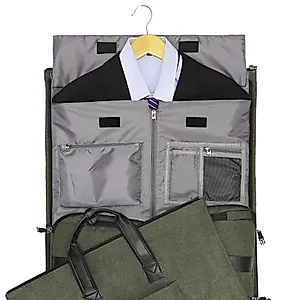 Convertible Garment Bag with Shoulder Strap, Modoker Carry on Garment Duffel Bag for Men Women - 2 in 1 Hanging Suitcase Suit Travel Bags,Forest Night