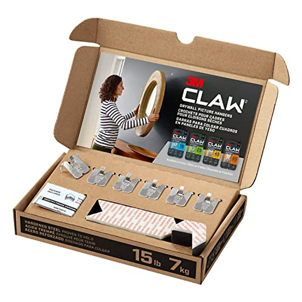 3M CLAW Drywall Picture Hanger with Temporary Spot Marker, Holds 15 lbs, 6 Hangers, 6 Markers/Pack