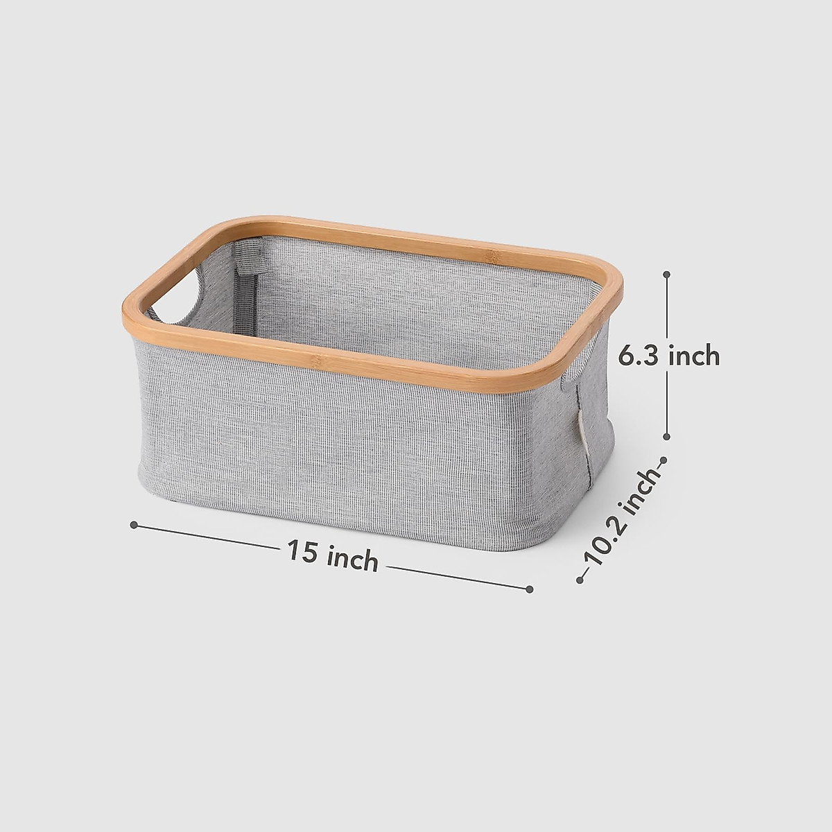 GUDEE FRASA Bamboo Storage Basket | 15.4L Collapsible Fabric Storage Bin, Soft Box, Rectangle