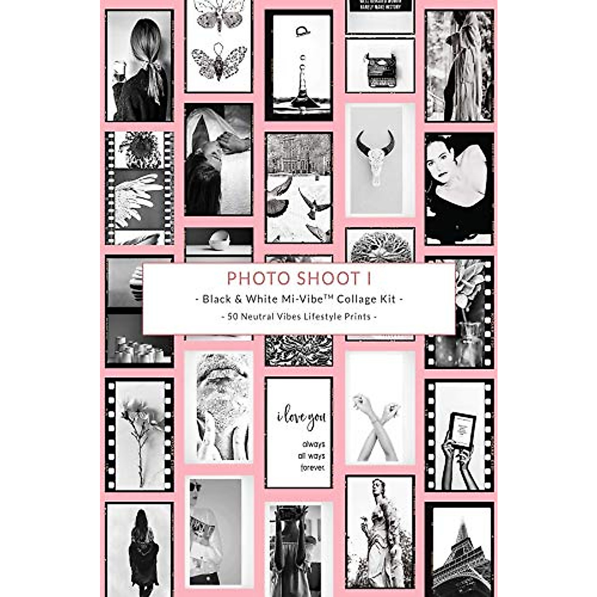 Black and White Wall Collage Kit - 50 Prints for Trendy Room Decor – Minimalistic Black and White and Grey Girls Bedroom Decor - Set of 50 Pcs Photo Prints 4x6