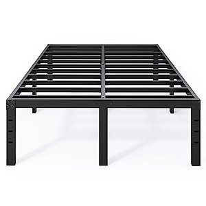 QEROMY Full Size Bed Frame - 18 in Sturdy Platform Bed Frame Full, Heavy Duty Metal Bed Frame No Box Spring Needed, Quick & Easy Assembly, No Noise, Black
