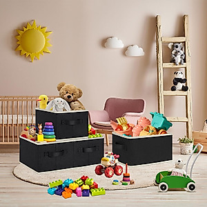 LHZK Storage Bins for Shelves 6 Pack, Small Storage Baskets for Organizing, Collapsible Fabric Storage Baskets for Shelves, Home, Nursery, Closet Storage Bins (Black, 11.4"x8.7"x6.7")