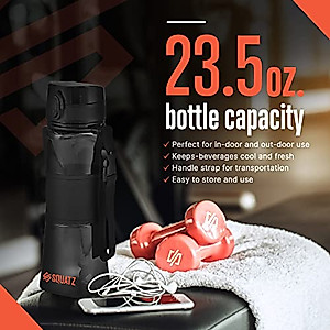 SQUATZ 24 Oz Poseidon Series Water Bottle with Shaker Ball - Premium Quality Wide Mouth Gym Flask w/Fruit Infuser Strainer, Fixed Buckle Carrying Strap, Leak Resistance, Zero Condensation Sleeve