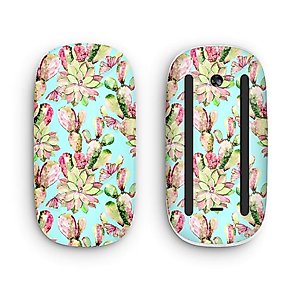 Design Skinz Watercolor Cactus Succulent Bloom V4 Vinyl Decal Compatible with The Apple Magic Mouse 2 (Wireless, Rechargable) with Multi-Touch Surface