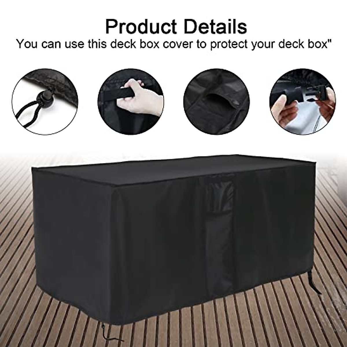 Jungda Patio Deck Box Cover 100 Gallon, Waterproof Outdoor Storage Box Cover Furniture Cover - 48 x 22 x 25 Inch