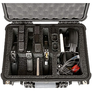 Case Club 4 Pistol and 16 Magazine Pre-Cut Heavy Duty Waterproof Case with Included Silica Gel Canister to Help Prevent Gun Rust (Lighted)