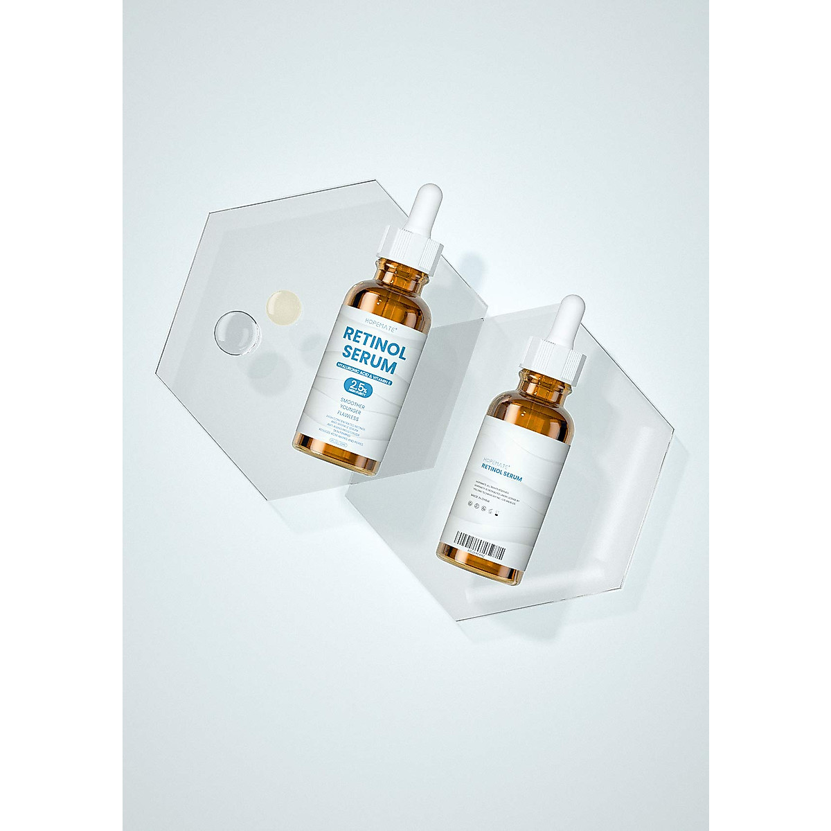 HOPEMATE Natural Facial Retinol Serum with Hyaluronic Acid& Vitamin E, New Skin Treatment Formula, Organic Anti Wrinkle Reducer, Anti Aging Moisturizer, Dark Circles, Scar, Sun Damage Corrector