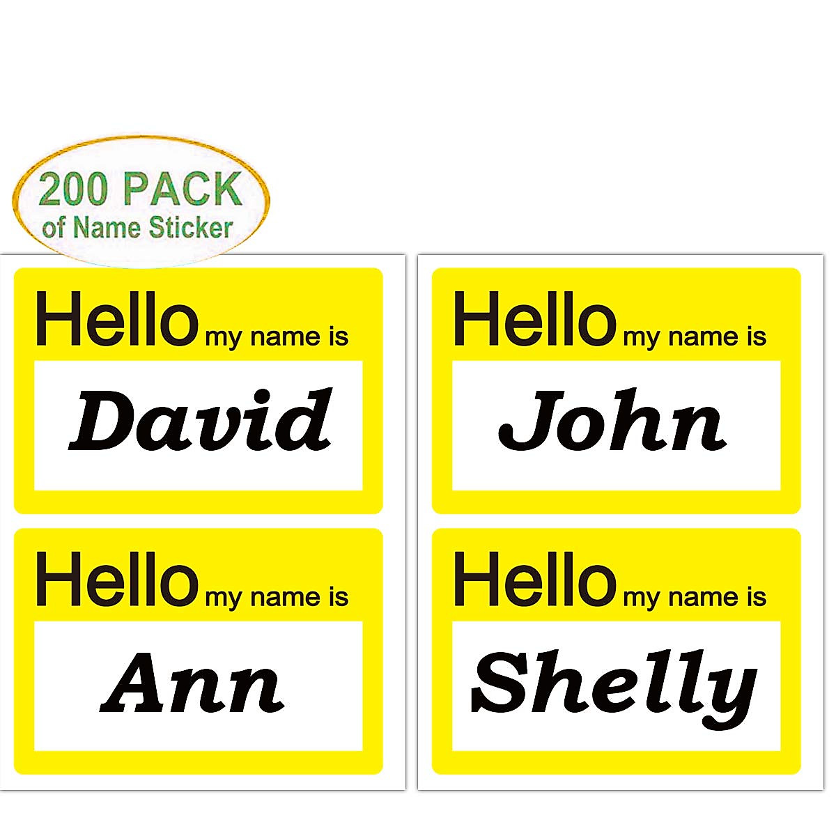 Remarkable Name Tag Labels Hello My Name is Stickers,2 X 3 inch Name Tag Labels Great for Kids,Employees,Reunions,Professionals,Parties,School,Notebooks,Events/Pack of 200 (Yellow) …