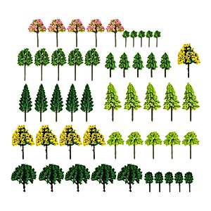 Yetaha 55 Pcs Mixed Model Trees, Miniature Tree, Fairy Garden Plant Ornament Model Train Scenery Architecture Green Tree Model for Micro Landscape DIY Craft Home Decoration