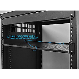 AxcessAbles 1U Vented AV Cantilever Rack Shelf for 19 Inch Equipment Rack & IT Cabinets. 10 Inches Deep No Lips. 44lb Capacity (2 Pack)