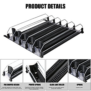 ONCHSH Drink Dispenser for Fridge With Latest Jar Opener Bottle Opener,Automatic Pusher Glide Soda Can Drink Organizer for Refrigerator,Width Ajustable Beverage Self-Pushing-（5，41cm）