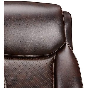 Amazon Basics Big & Tall Executive Computer Desk Chair with Lumbar Support, Adjustable Height and Tilt, 350Lb Capacity, Brown with Pewter Finish