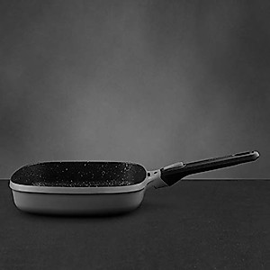 Berghoff GEM Non-stick Grill Pan 10", Square, Stay-cool, Detachable Handle, Ferno-Green, Non-Toxic Coating, Induction Cooktop Ready