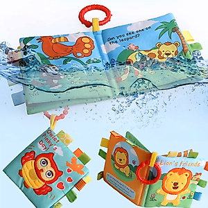 MUBEN Baby Activity Book with Attachable Link for On-The-Go Travel, Soft Crinkle Cloth Book Rattle Toy for Infants Educational Learning Toys for Babies Newborn to One Year