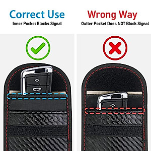 Faraday Bag for Key Fob (2 Pack), TICONN Faraday Cage Protector - Car RFID Signal Blocking, Anti-Theft Pouch, Anti-Hacking Case Blocker (Carbon Fiber Texture)