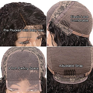 Josblue 4x4 Deep Wave Lace Closure Wigs Human Hair for Black Women Curly Human Hair Wigs Glueless Wigs Human Hair Pre Plucked Deep Wave Peruvian Virgin Wet and Wavy Human Hair Wigs 150% Density