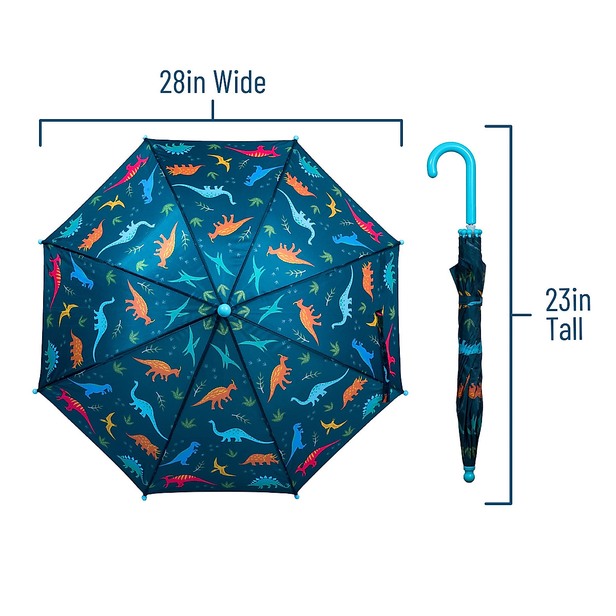Wildkin Kids Umbrella for Boys & Girls, Features Rainproof Canopy and Curved Handle for Easy Hanging, Wrap Around Hook and Loop Closure Umbrella for Kids (Jurassic Dinosaurs)