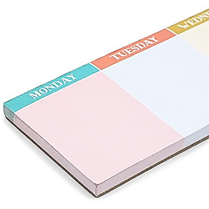 100 Sheets Weekly Planner Sticky Notes, 6-Day Calendar Note Pad for Tasks, To-Do Lists, Reminders, School and Office Supplies, 100 Week Supply, Multi-Colored (12x3 in)