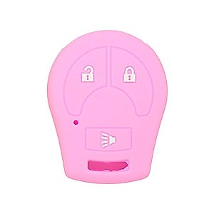 SEGADEN Silicone Cover Protector Case Holder Skin Jacket Compatible with Nissan 3 Button Remote Key Fob CV2506 Pink