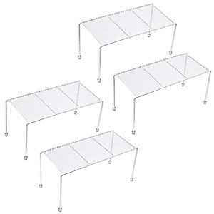 JBESUHI Mesh Kitchen Shelves,Cabinet Storage Shelf Rack, Cabinet Organization Mini Storage Shelf (White, 4)