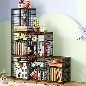 Honkazita 2 Wooden Storage Cubes,Adjustable Stackable Wooden Book Rack for Living Room, Bedroom DIY Variable Small Book Shelfs